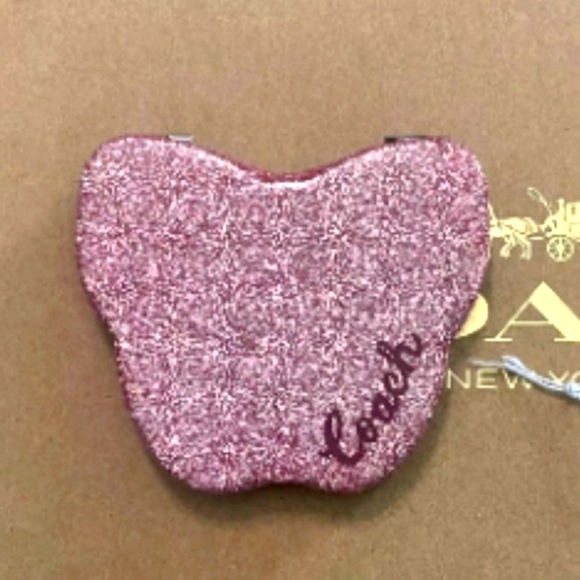 Coach | Accessories | Coach Nwt Pink Glitter Butterfly Compact Mirror ...